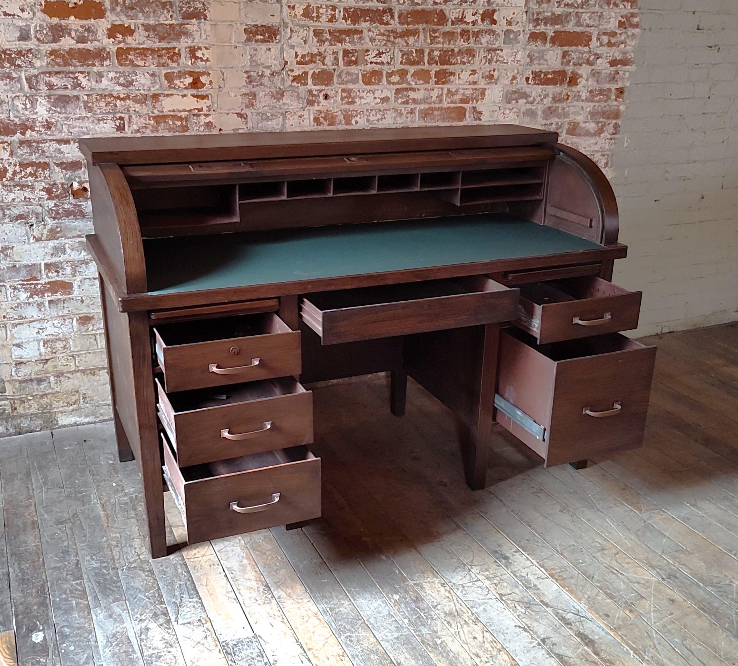 Vintage Steel Roll Top Desk For Sale at 1stDibs