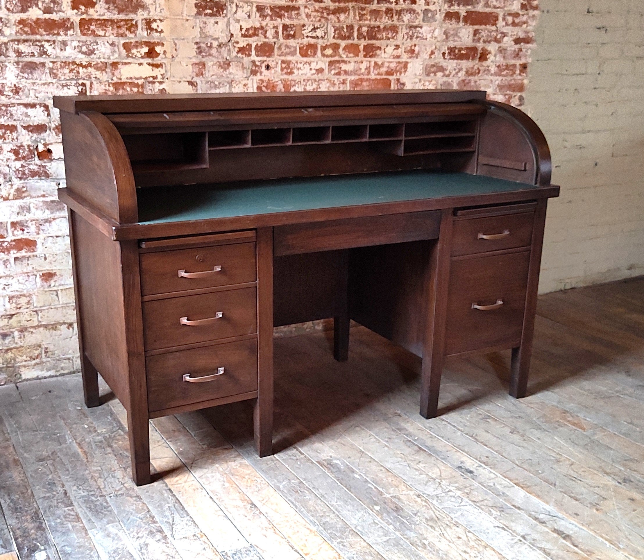 Vintage Steel Roll Top Desk For Sale at 1stDibs