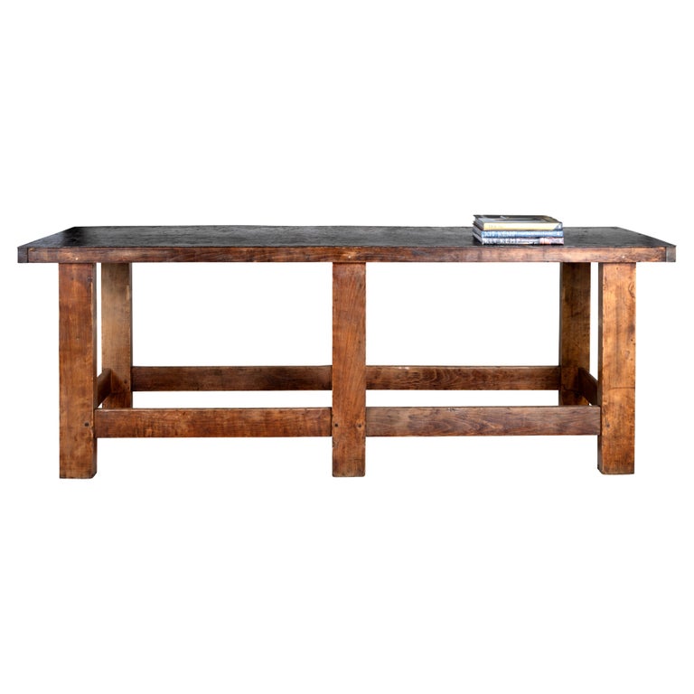 Vintage Steel Top French Work Shop Table at 1stDibs
