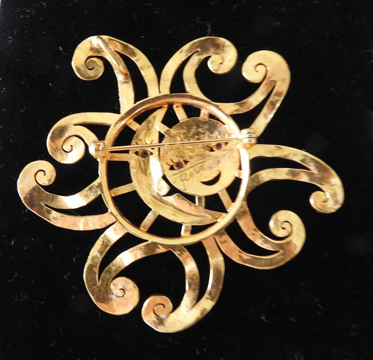 Vintage Stefano Tanasescu Sun Moon Brooch Pendant For Sale at 1stDibs