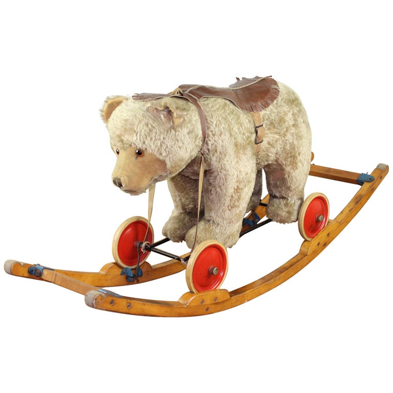 Vintage Steiff Rocking Teddy Bear, Pull Toy Bear, 1950s, Germany at 1stDibs