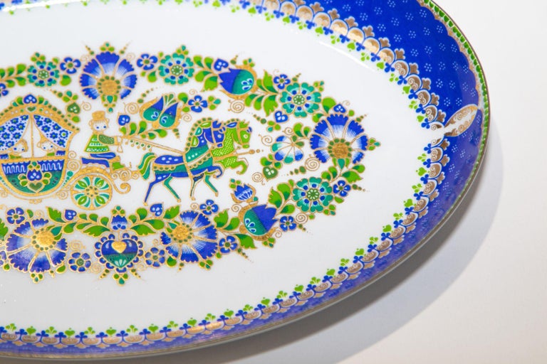 Vintage Steinbock Austrian Enameled Oval Dish For Sale at 1stDibs