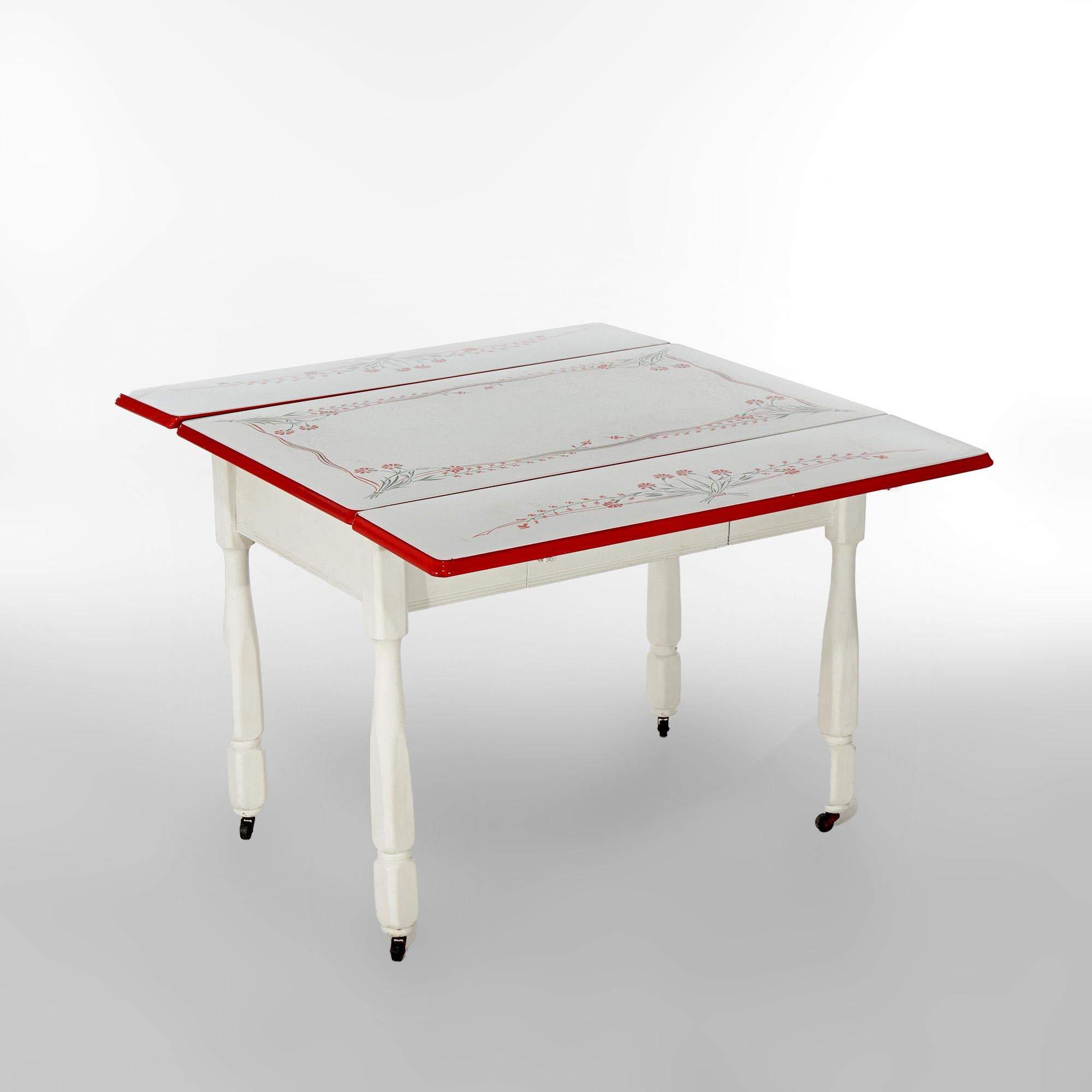 Vintage Stenciled Porcelain Draw Top Dining Table, c1950 at 1stDibs ...