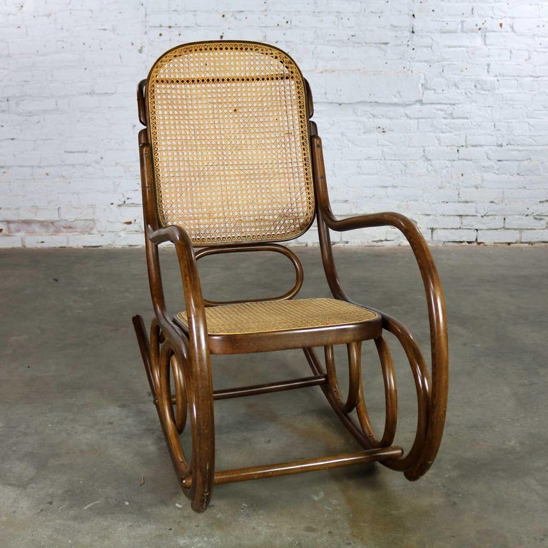 Vintage Stendig Bentwood and Cane Rocker Double Circle Design w Handle ...