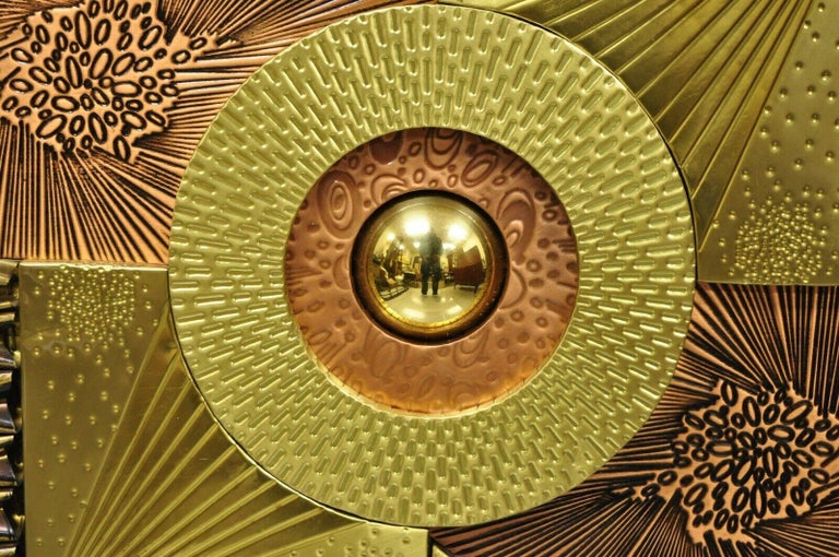 Vintage Stephen Chun Mid Century Brutalist Brass Copper Abstract Wall ...