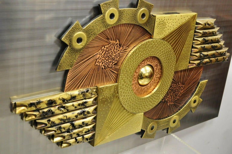 Vintage Stephen Chun Mid Century Brutalist Brass Copper Abstract Wall ...