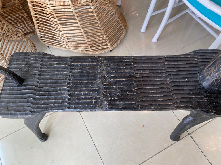 Vintage Stephen Steven Huneck Wood Carved Dog Bench Folk Art For Sale ...