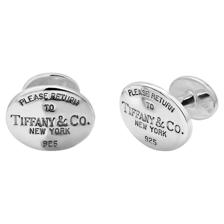 Vintage Sterling Cufflinks 'Please Return to Tiffany and Co New York ...