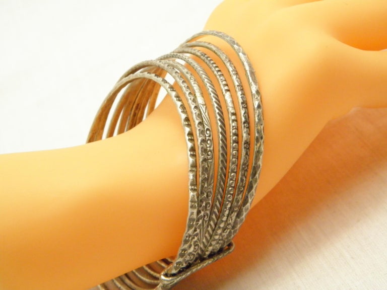 Vintage Sterling Silver 7 x Slave Bracelet Bangle 925 Purity Tribal Engraved For Sale at 1stDibs ...