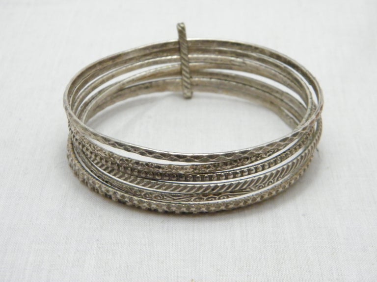 Vintage Sterling Silver 7 x Slave Bracelet Bangle 925 Purity Tribal Engraved For Sale at 1stDibs ...