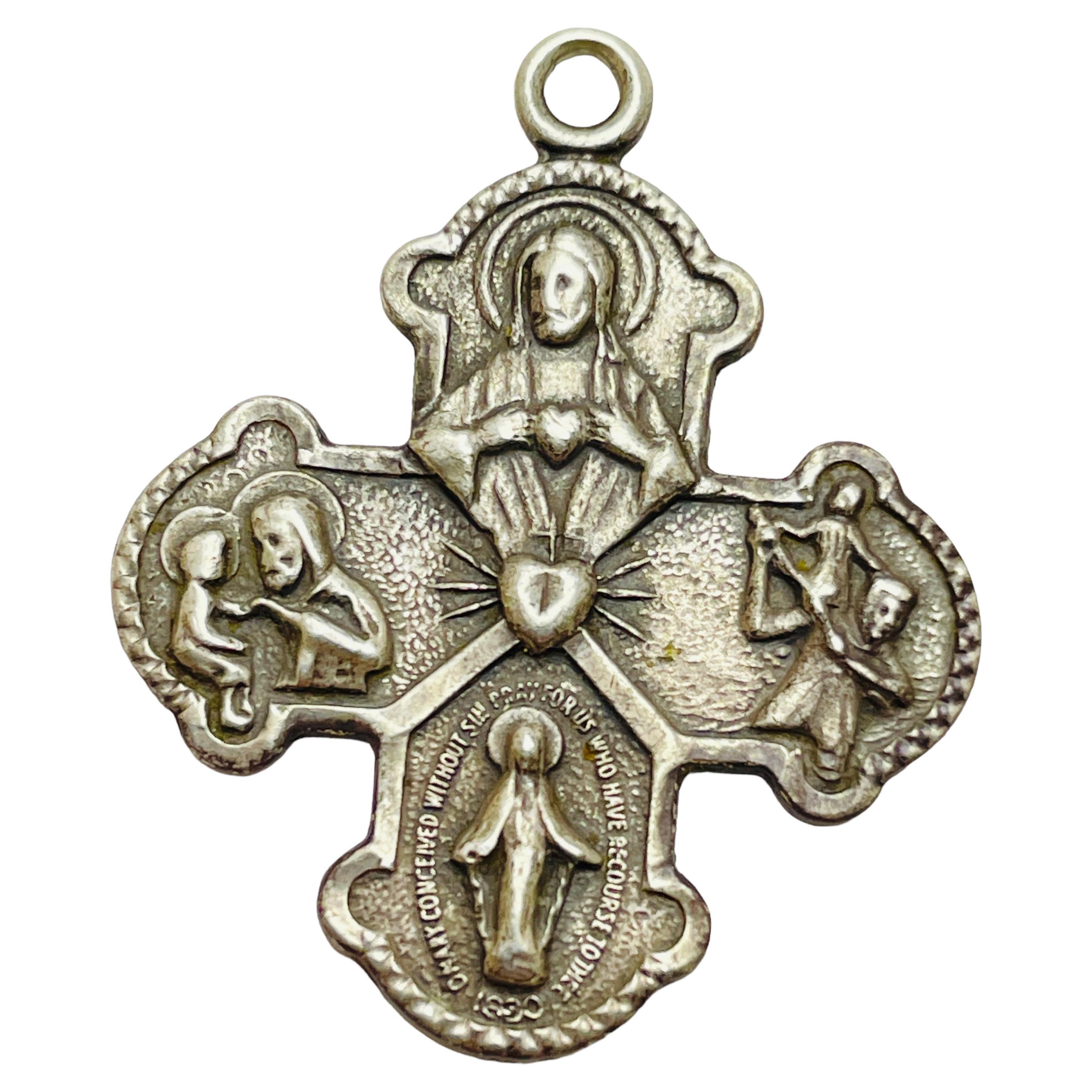Vintage sterling silver 925 Catholic cross pendant charm For Sale at ...
