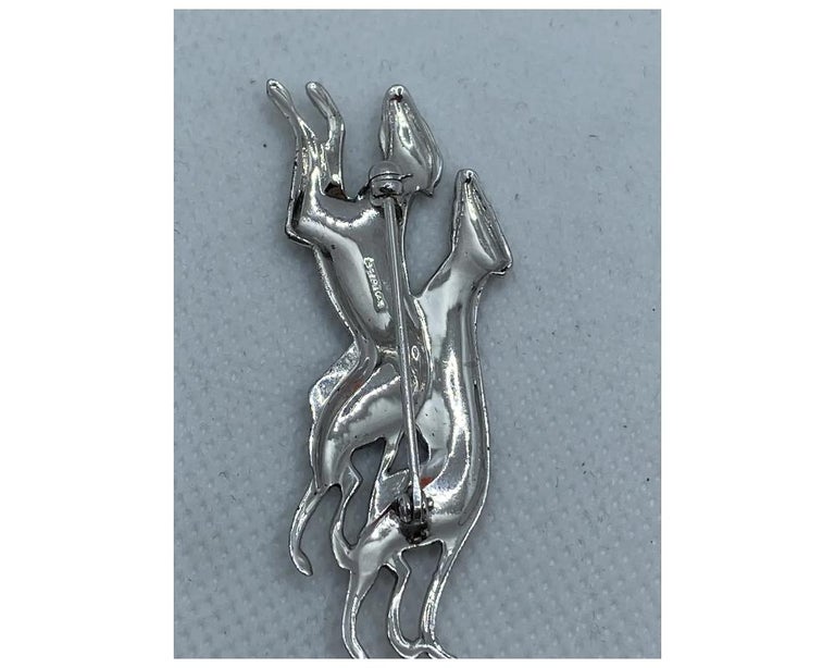 Vintage Sterling Silver 925 Marcasite Enamel Greyhound Dog Brooch For ...