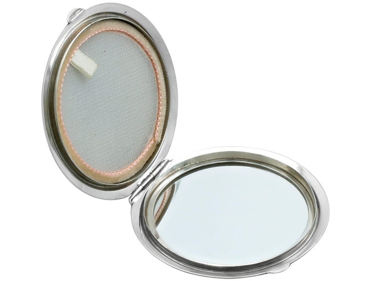 Vintage Sterling Silver and Enamel Compact For Sale at 1stDibs