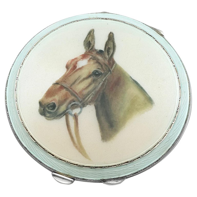 Vintage Sterling Silver and Enamel Compact For Sale at 1stDibs