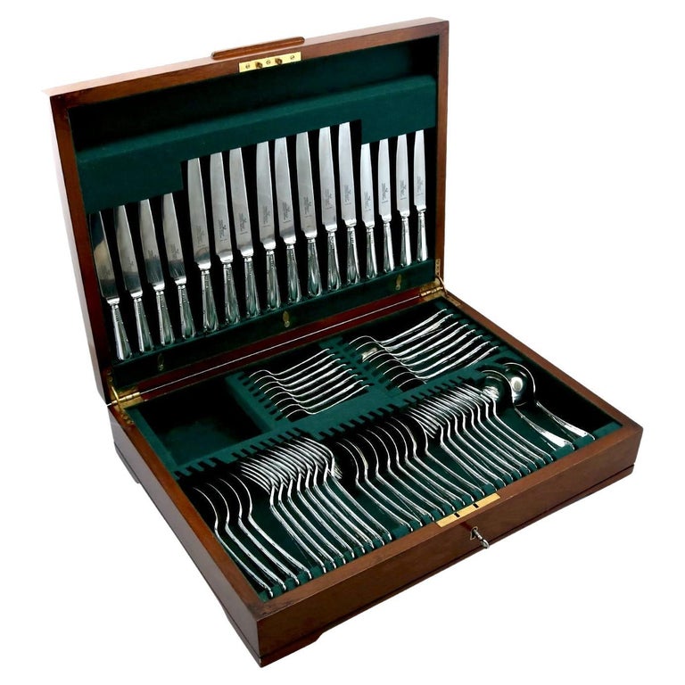 Vintage Sterling Silver Canteen of Cutlery for Eight Persons For Sale ...