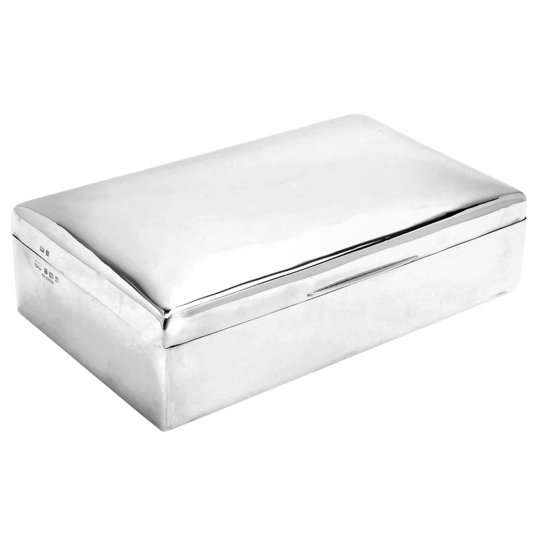 Vintage Sterling Silver Cigar Box / Cigarette Box c. 1950 Mid Century ...