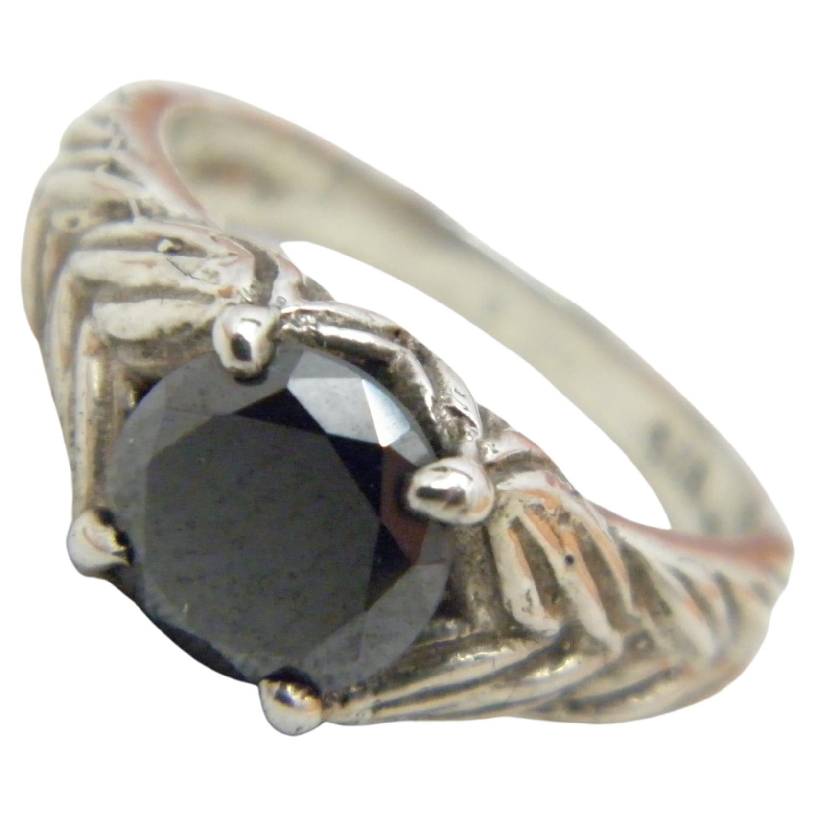 Vintage Sterling Silver Halo Diamond Signet Ring 925 Purity 1.75 Ct ...