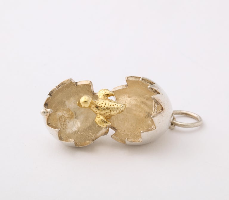 Vintage Sterling Silver Egg Locket with Inner Chicken at 1stDibs