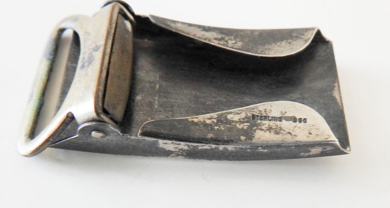 Vintage Sterling Silver Engraved Buckle For Sale at 1stDibs