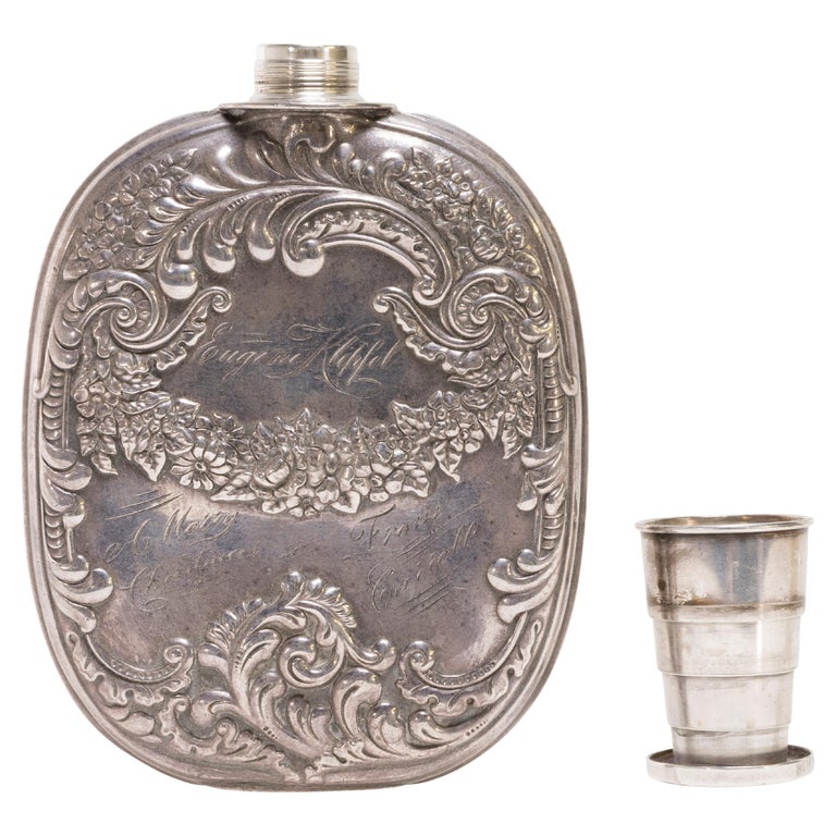 Vintage Sterling Silver Flask For Sale at 1stDibs