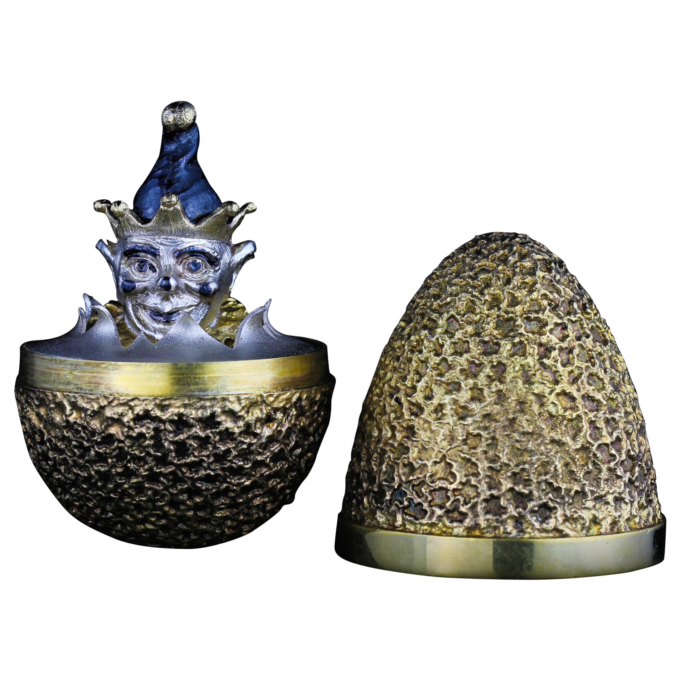 Vintage Sterling Silver Gilded Clown Surprise Egg, Stuart Devlin ...