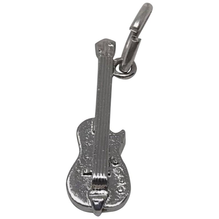 Vintage Sterling Silver Guitar Charm/Pendant at 1stDibs