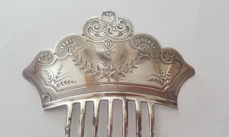 Vintage Sterling Silver Hair Comb, Late 1800s, Beautifully Hand ...