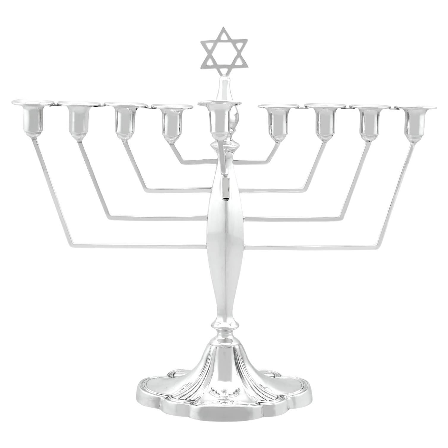 Vintage European Sterling Silver Hanukkiah For Sale at 1stDibs