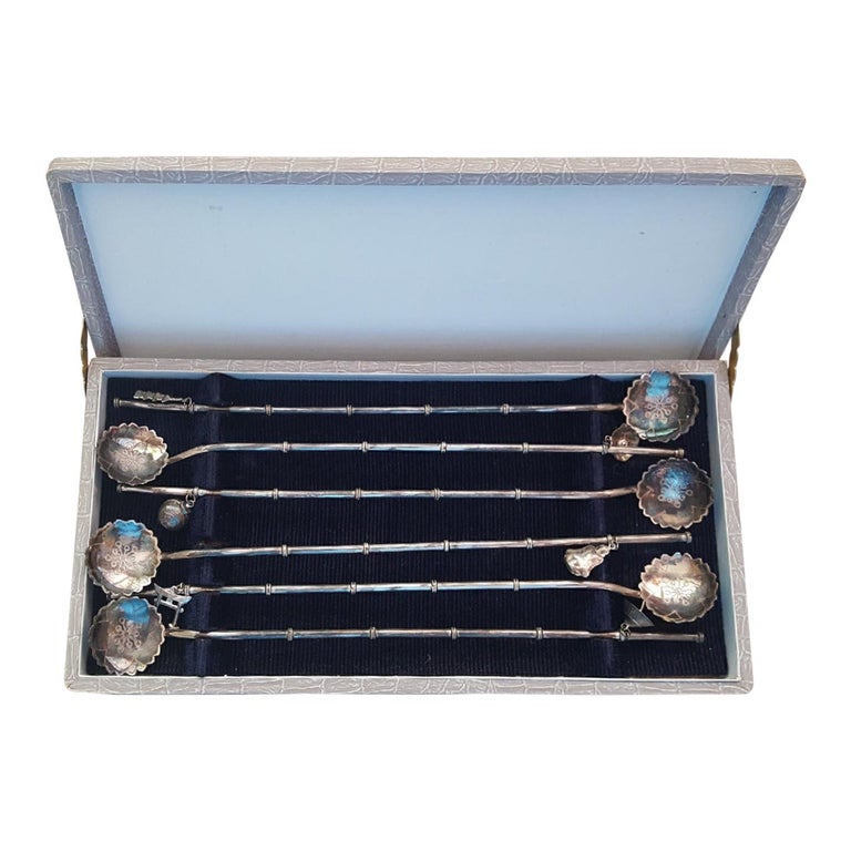 Vintage Sterling Silver Long Bamboo Design Spoon with Oriental Asian ...