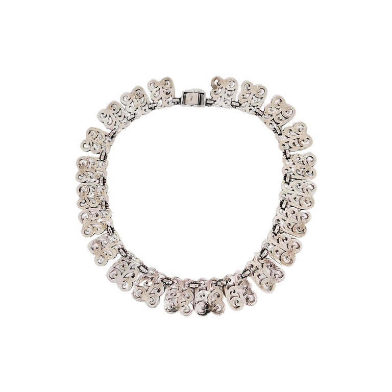 Vintage Sterling Silver Marcasite Choker Necklace at 1stDibs
