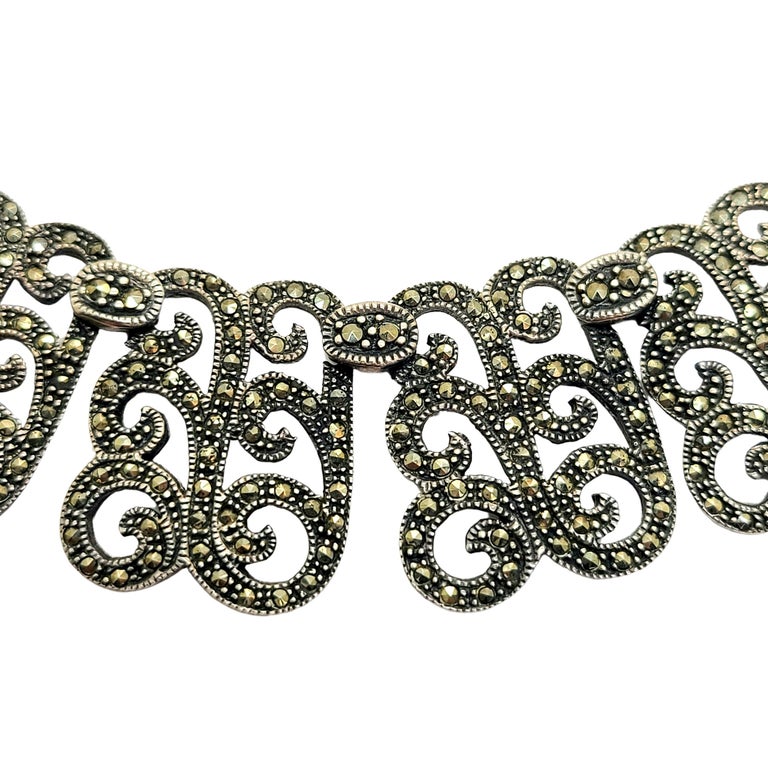 Vintage Sterling Silver Marcasite Choker Necklace at 1stDibs