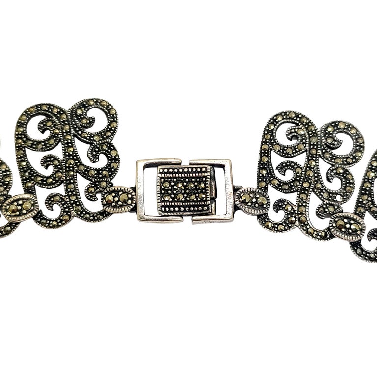 Vintage Sterling Silver Marcasite Choker Necklace at 1stDibs