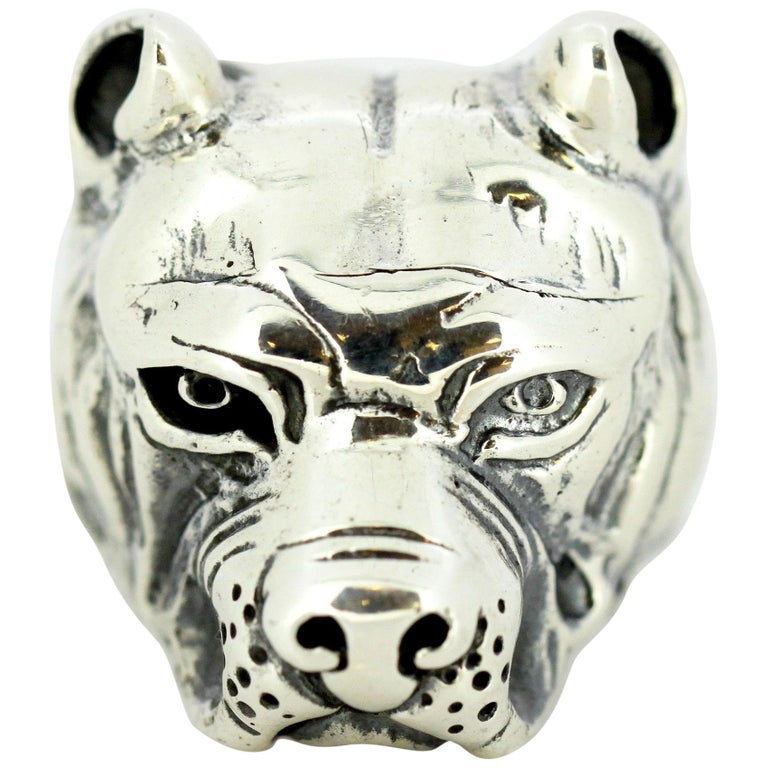 Vintage Sterling Silver Men's Ring in the Shape of a Pit Bull, circa ...
