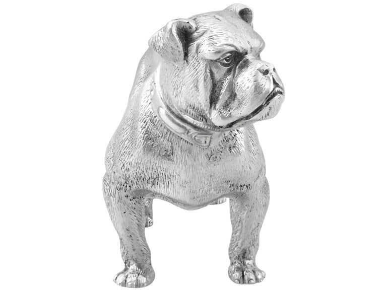 Vintage Sterling Silver Model of a Bulldog For Sale at 1stDibs