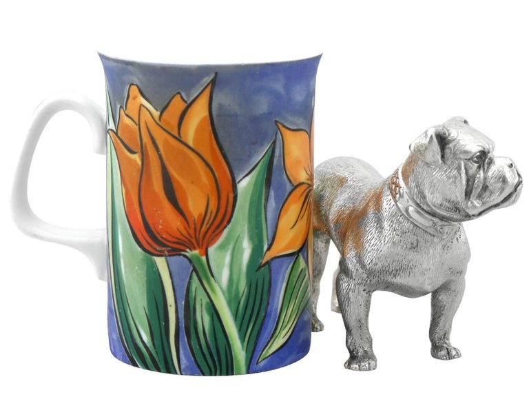 Vintage Sterling Silver Model of a Bulldog For Sale at 1stDibs