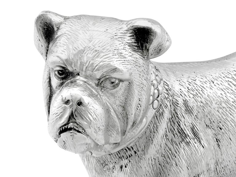 Vintage Sterling Silver Model of a Bulldog For Sale at 1stDibs