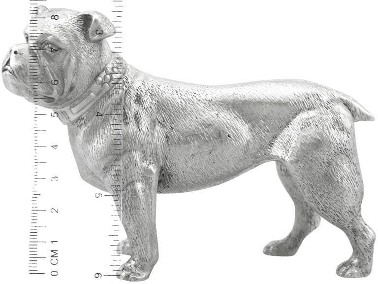 Vintage Sterling Silver Model of a Bulldog For Sale at 1stDibs