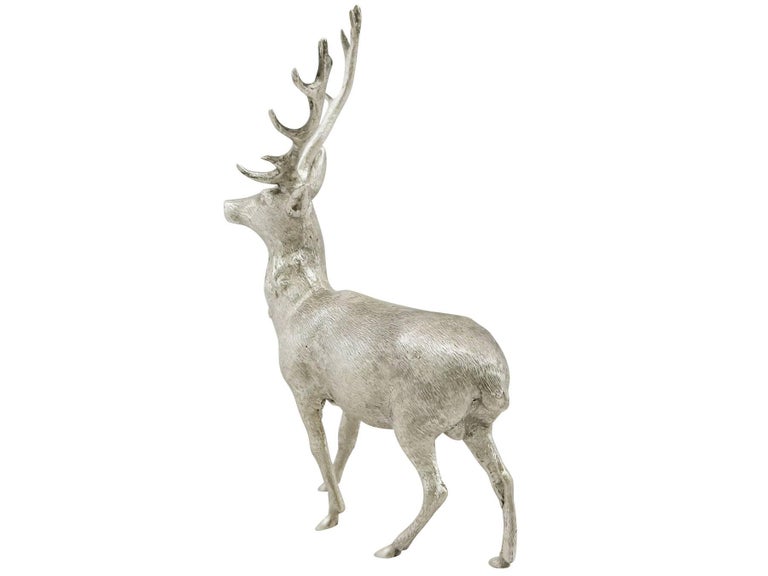 Vintage Sterling Silver Model of a Stag at 1stDibs