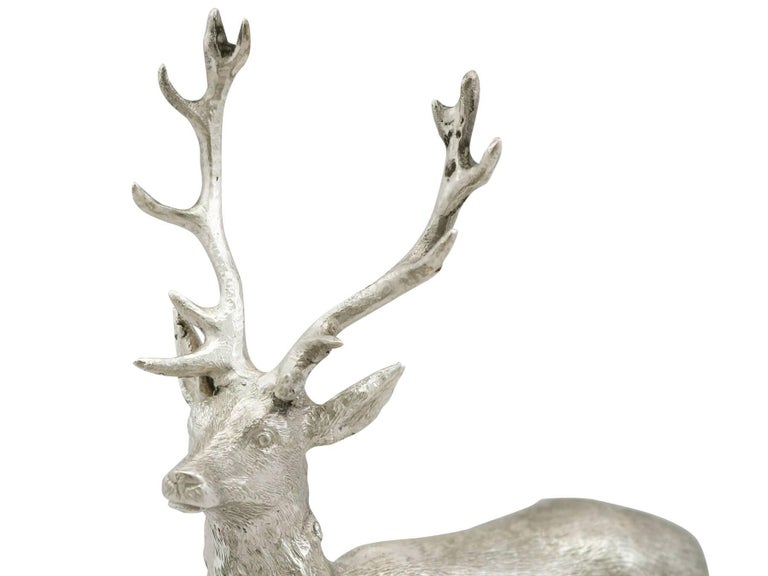 Vintage Sterling Silver Model of a Stag at 1stDibs
