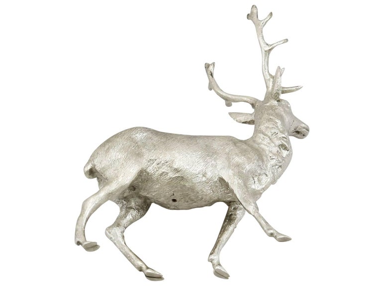Vintage Sterling Silver Model of a Stag at 1stDibs
