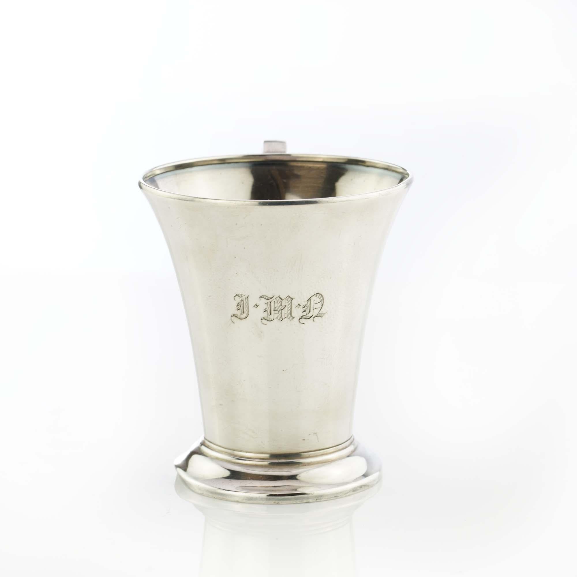 Vintage Sterling Silver Mug with Inscription For Sale at 1stDibs