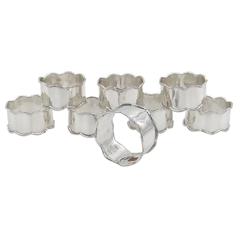 Vintage Sterling Silver Napkin Rings Set of Eight at 1stDibs