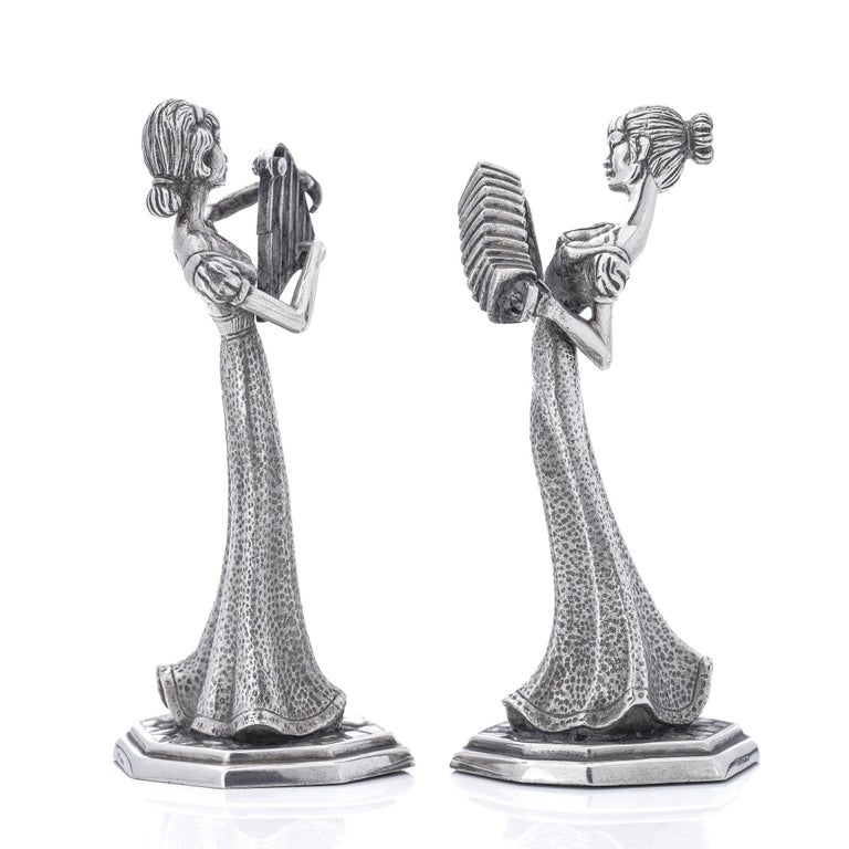 Vintage Sterling Silver Pair of Lady Figurines by Mappin and Webb For ...