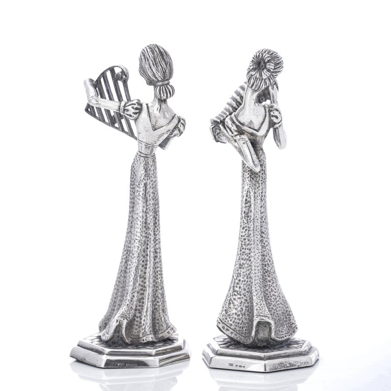 Vintage Sterling Silver Pair of Lady Figurines by Mappin and Webb For ...