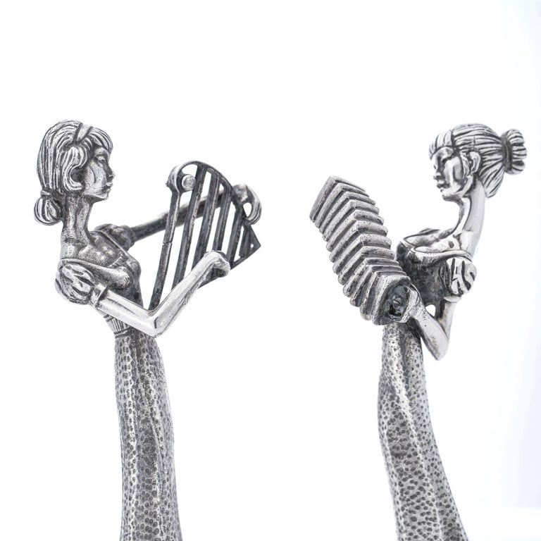 Vintage Sterling Silver Pair of Lady Figurines by Mappin and Webb For ...