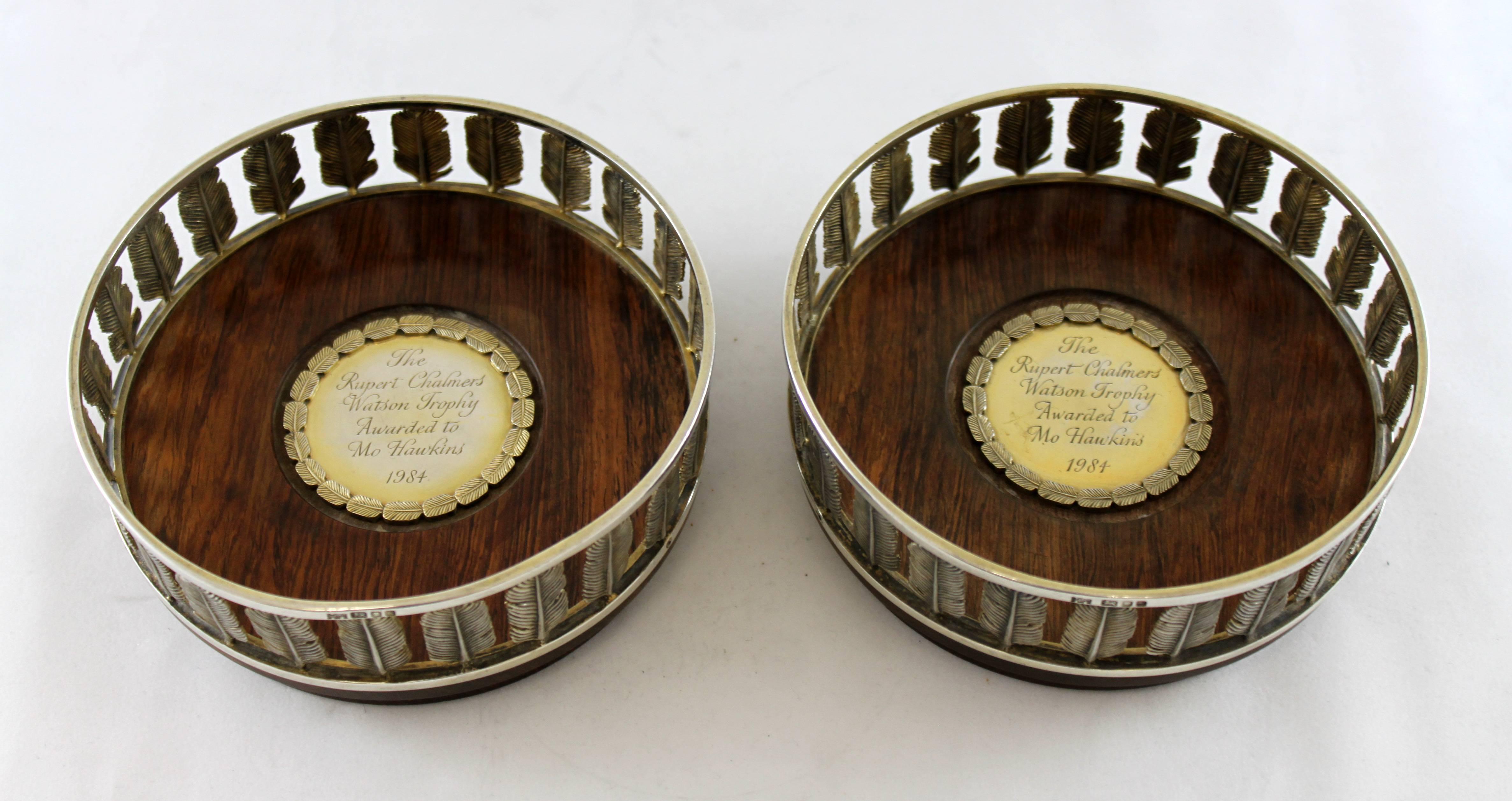 Vintage Sterling Silver Pair of Wine Coasters with Initials, by Hector ...