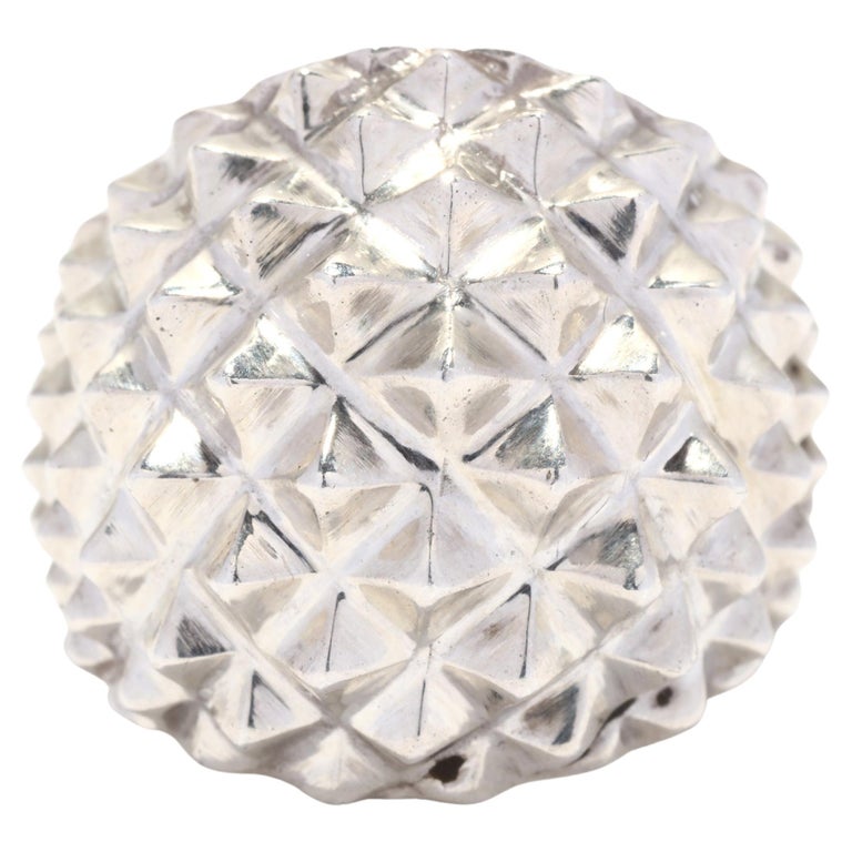 Vintage Sterling Silver Pyramid Spike Dome Ring For Sale at 1stDibs