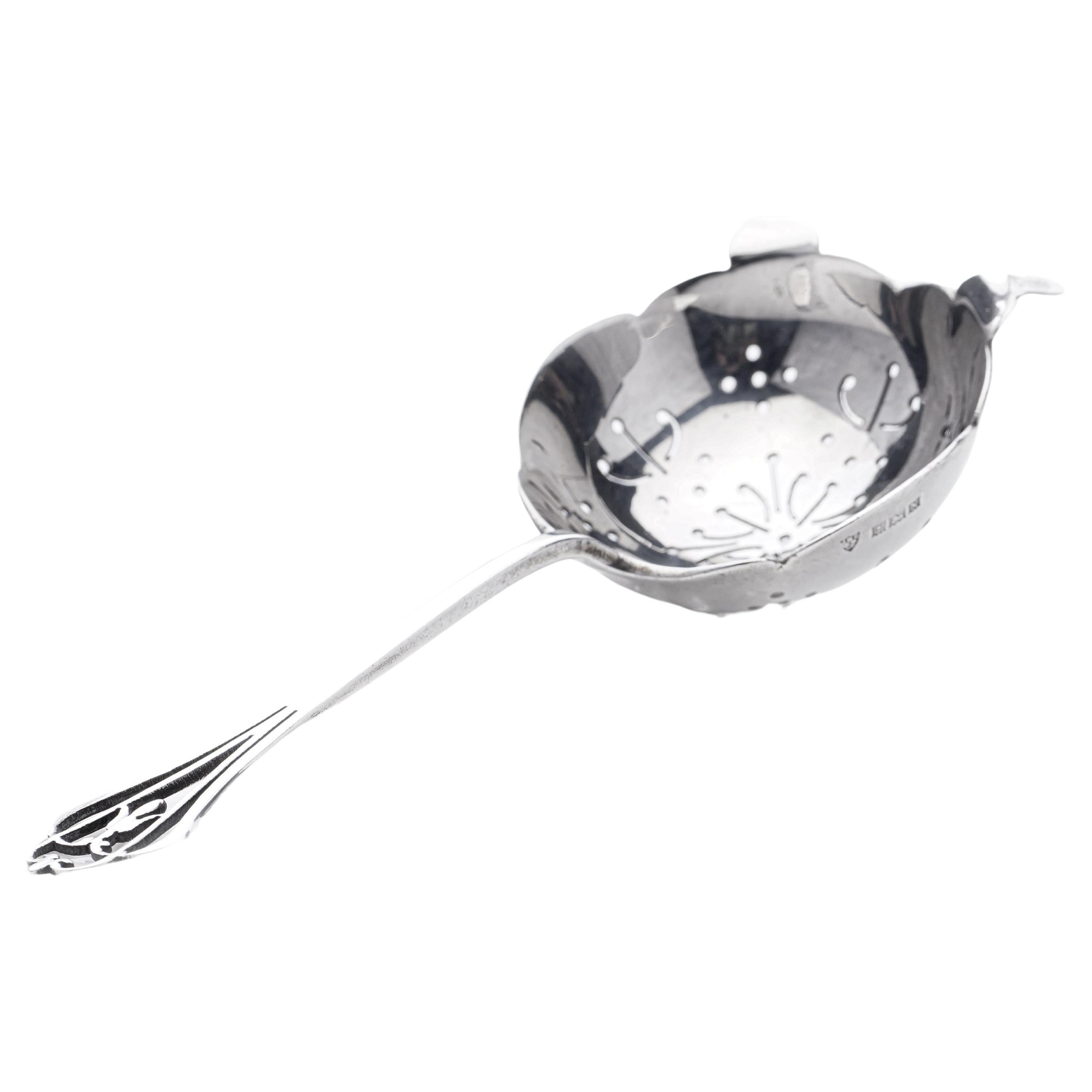 French Sterling Silver 18-Karat Gold Tea Service Tea Spoons Strainer ...