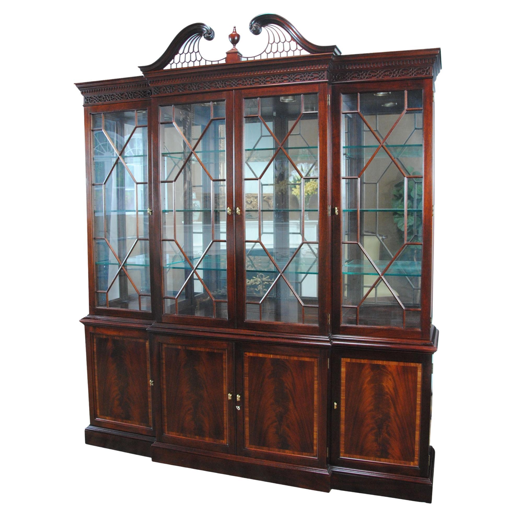 Vintage Drexel Black Lacquered Breakfront For Sale at 1stDibs