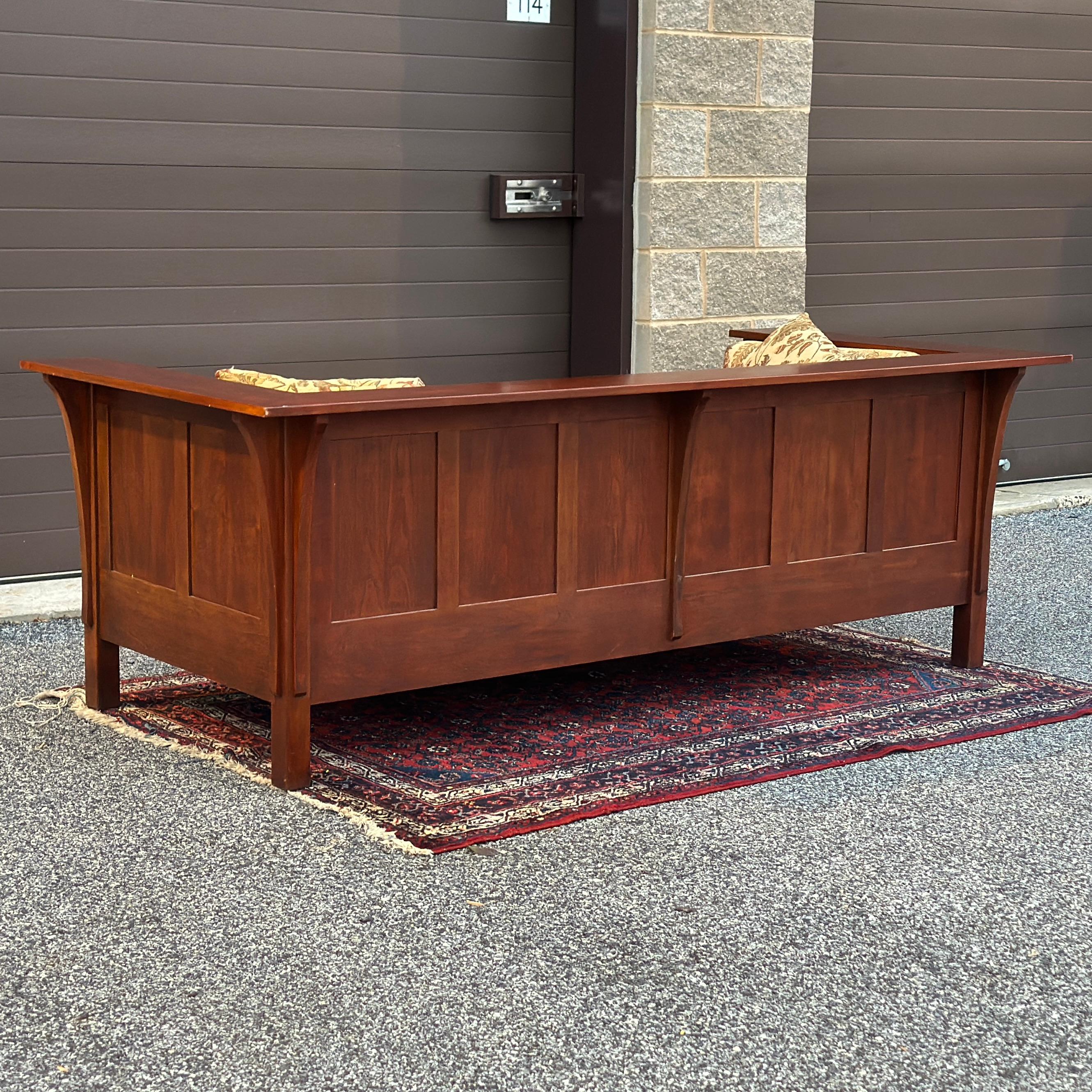 Vintage Stickley Prairie Settle Solid Cherry Framed Sofa or Settee For ...